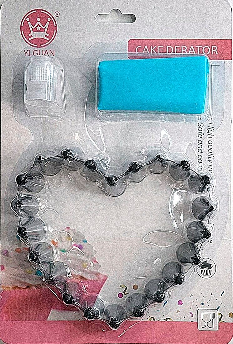 Набор Cake Derator Мешок кондитерский с креплением + 22 шт сменных насадки сердце (на блистере)