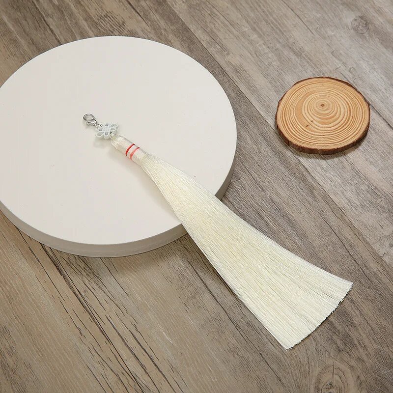 Полиэстеровые кисточки с китайским узлом, 19 см Белый, Beige