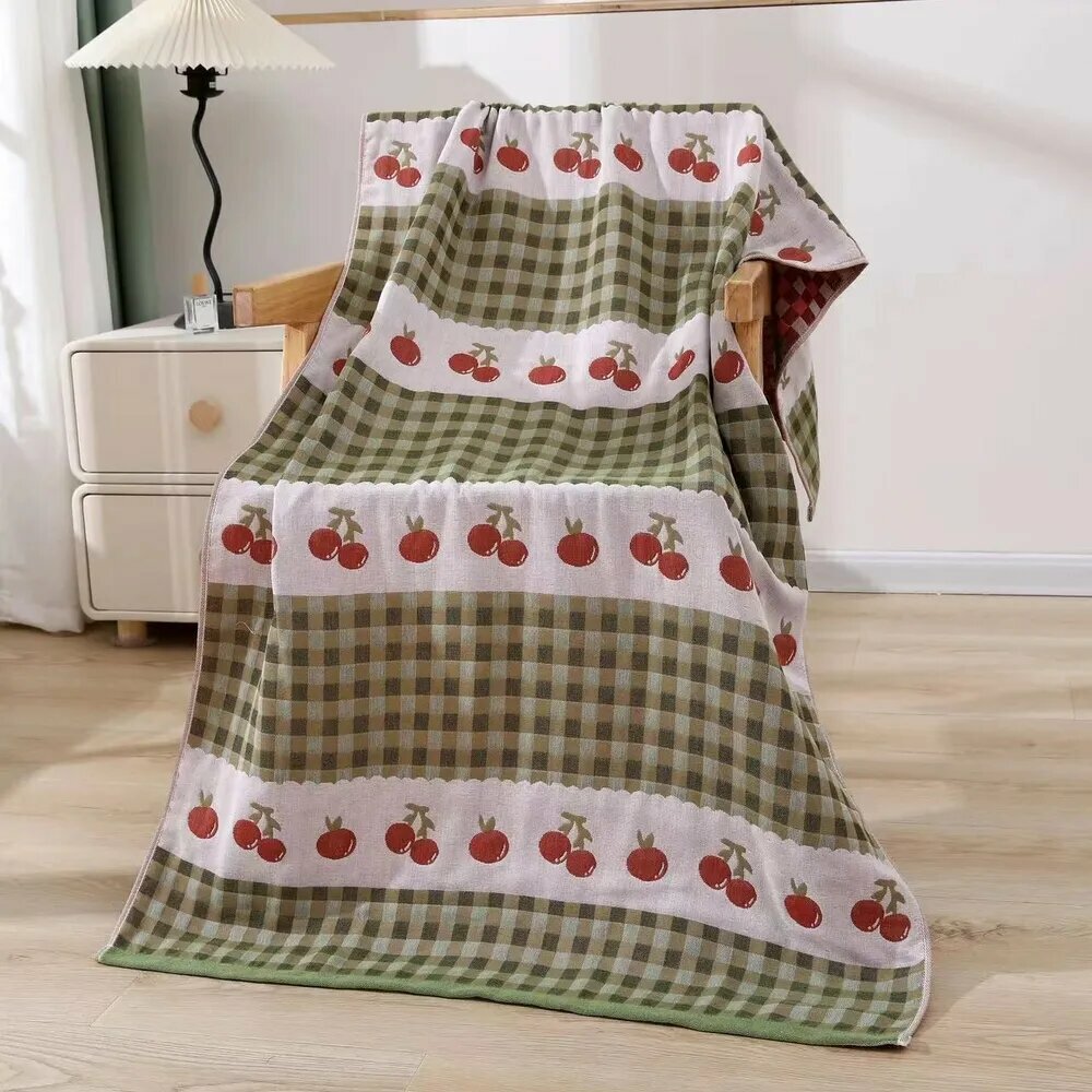 Полотенце для ванной, Хлопок, 80x160 см, бежевый, зеленый, 1 шт.