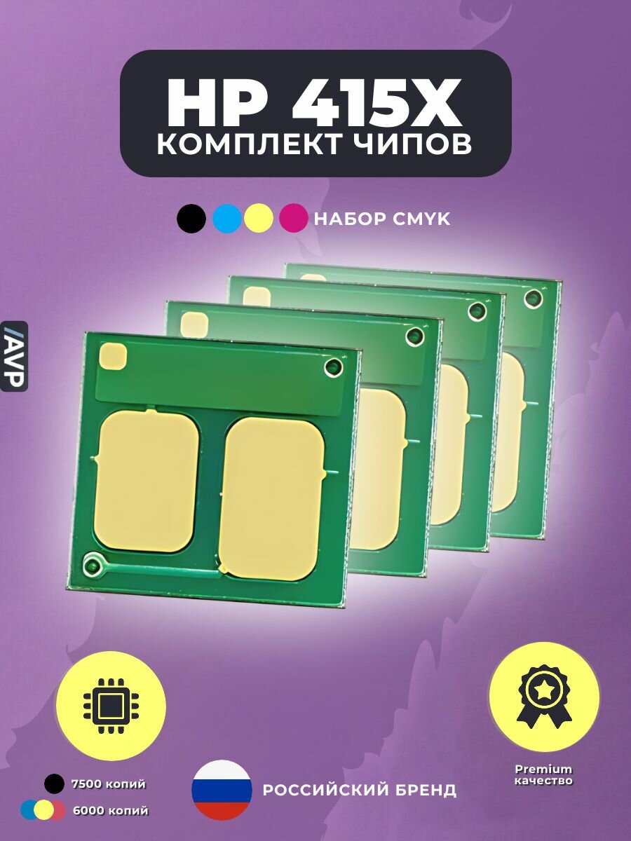 Чипы для картриджа W2030X W2031X W2032X W2033X (415X) для принтера Color LaserJet M479fnw M479fdn M479dw M479fdw, набор CMYK