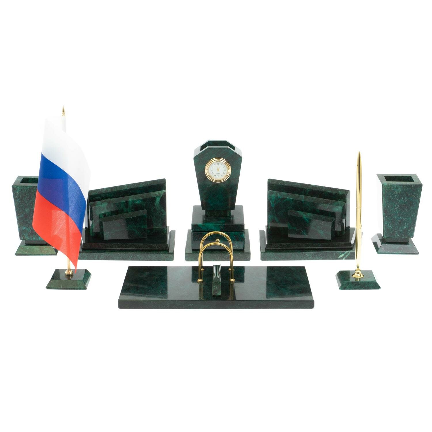 Настольный набор "Бюрократ" камень змеевик 121226