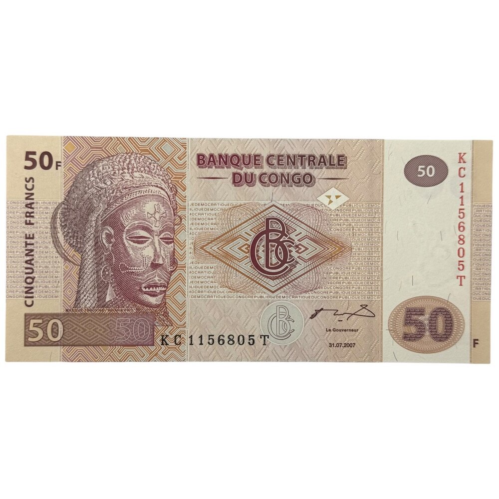 ДР Конго 50 франков 2007 г. (Выпуск Giesecke & Devrient) (Серия KC T)
