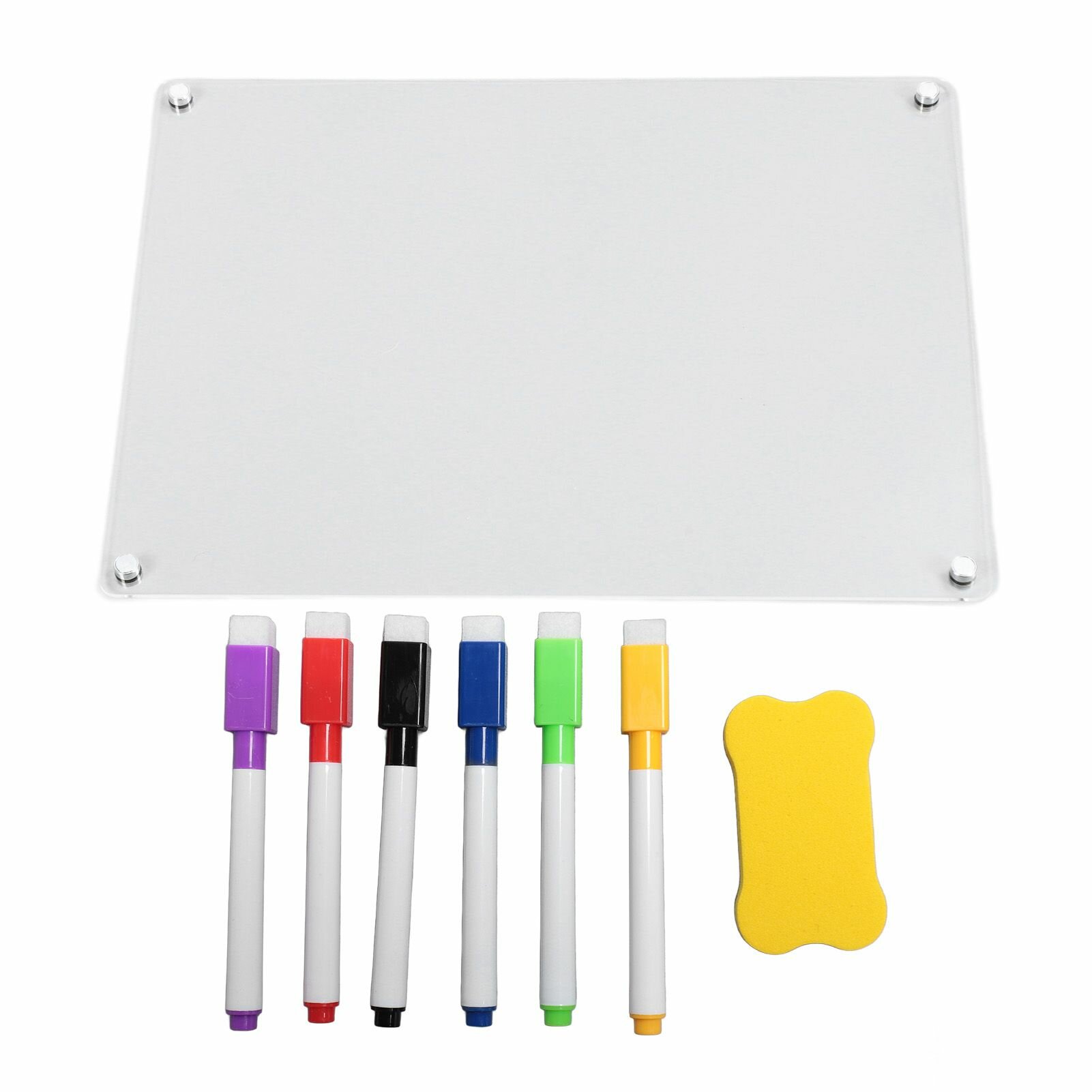 Магнитная акриловая доска для маркеров на холодильник с 6 маркерами и ластиком, прозрачная, для заметок