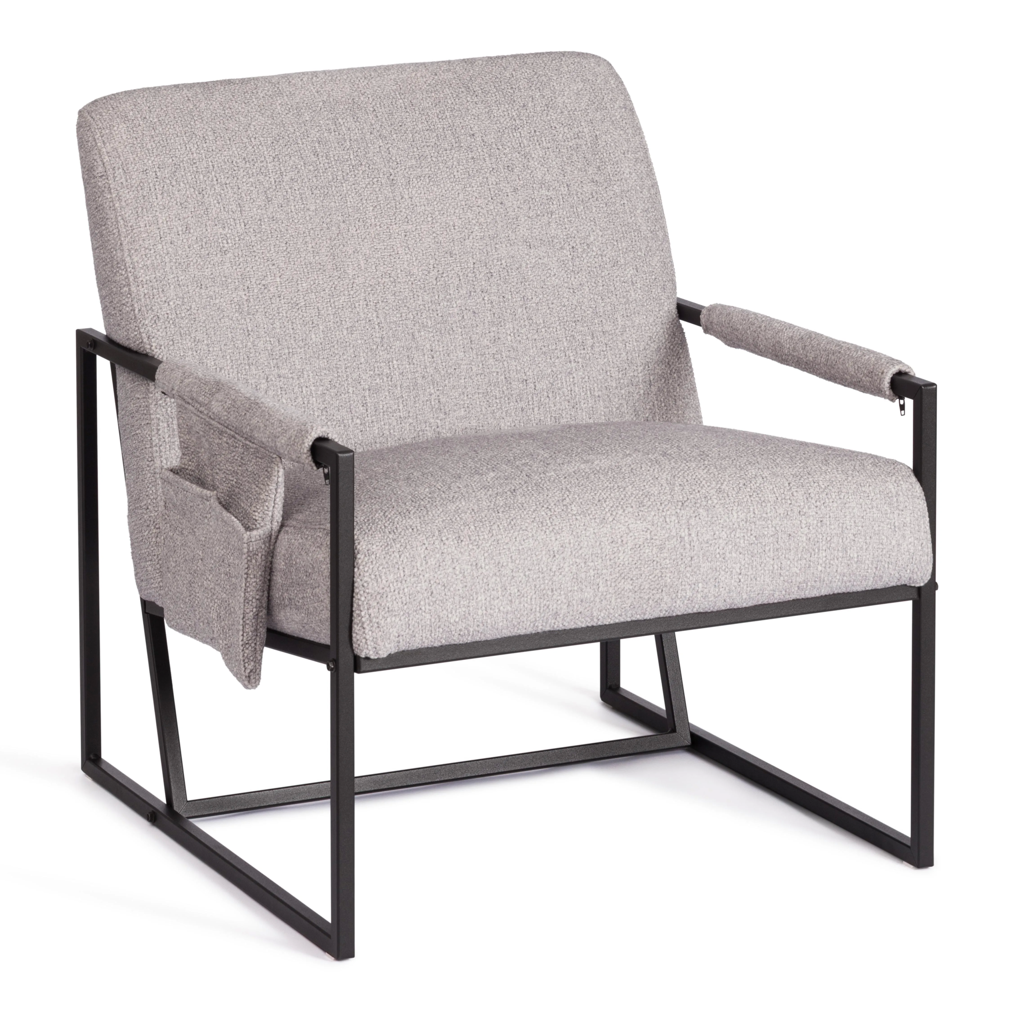 Кресло Чарли Люкс Tetchair серый, велюр и металл, мягкое сиденье, с подлокотниками