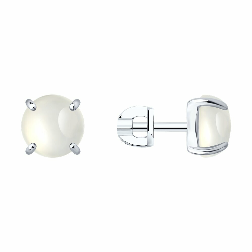 Серьги, серебро, 925 проба, родирование, лунный камень