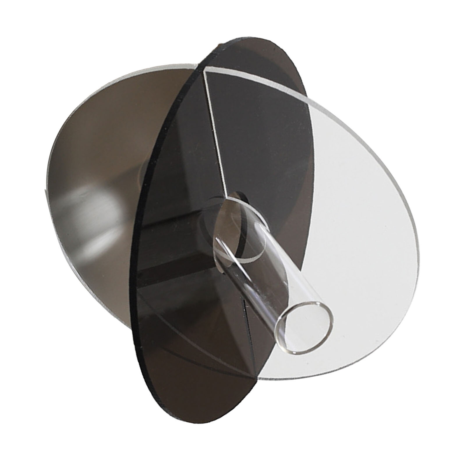 Акриловая геометрическая ваза для цветов с мелкими деталями, легко чистящаяся Акриловая геометрическая минималистичная ваза для гостиной, настольный диск, прозрачный серый цвет 15x13x2 см