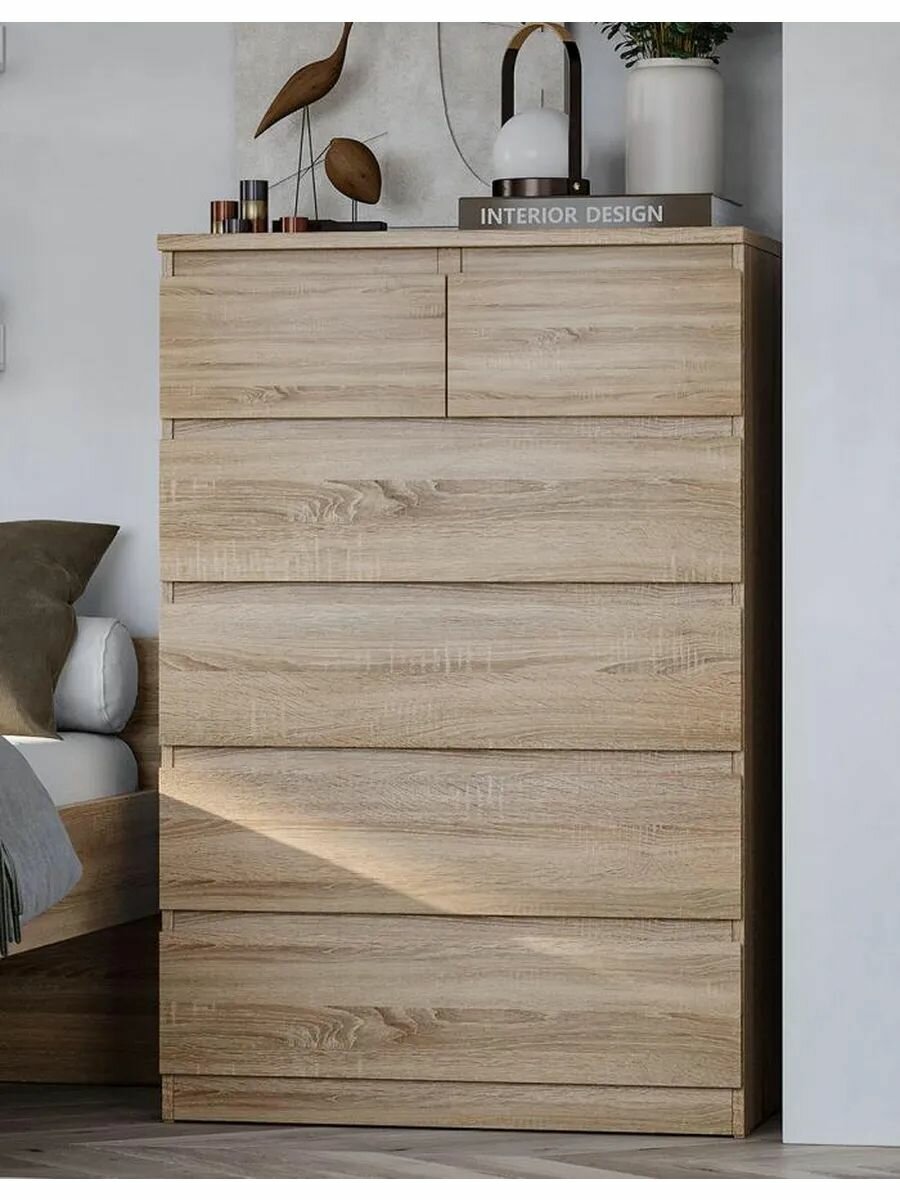 Комод для одежды и хранения вещей Мальта с ящиками, 80х48х121.2 см, Дуб Сонома