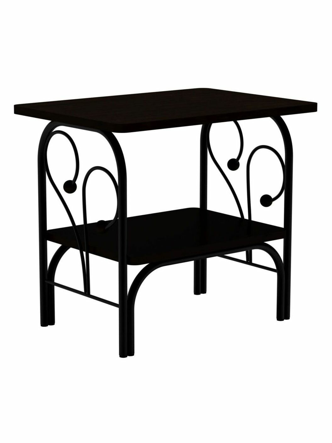 Тумба прикроватная Синди с полкой, 50х36х45 см, Черный металл / Венге