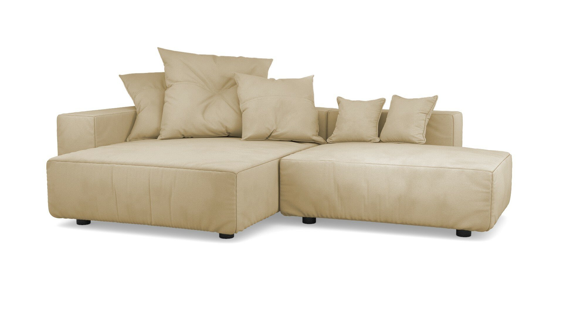 Диван с оттоманкой Санторини Velutto 02 NOW 271x169x62 см, бежевый Велютто, еврокнижка Фиеста