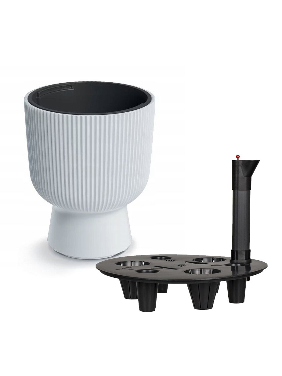 Кашпо для цветов с автополивом и вставкой Prosperplast Milly, 18 л, белый + система для автополива WR3