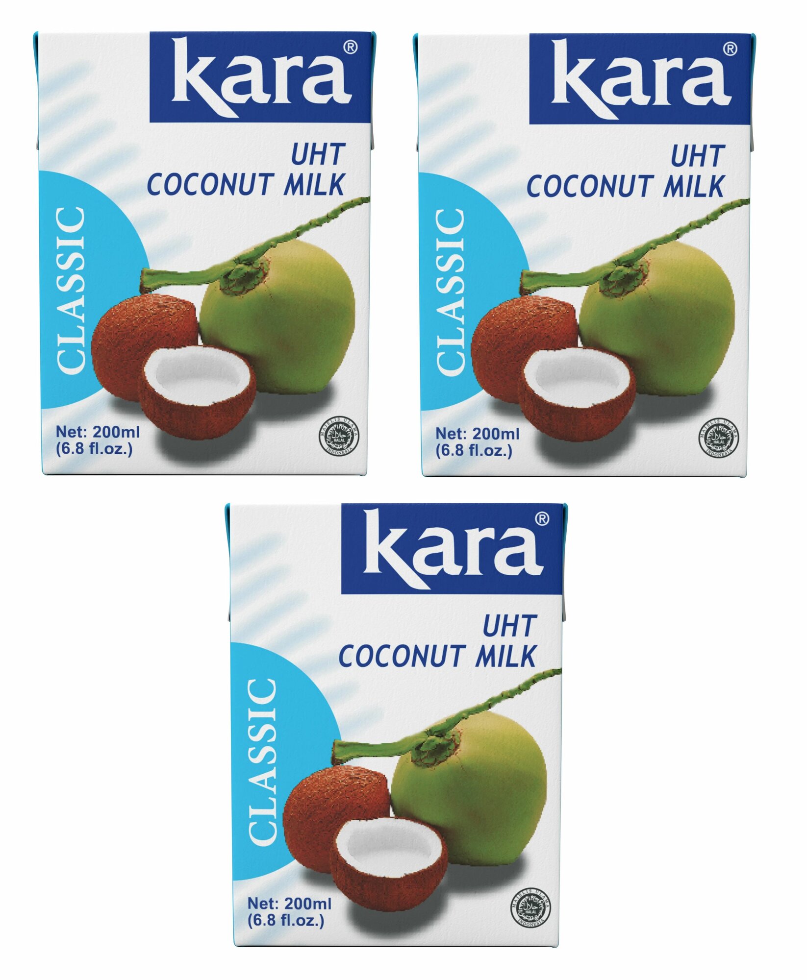 Кокосовое молоко Kara 17% жирности 200мл. (Набор из 3шт)