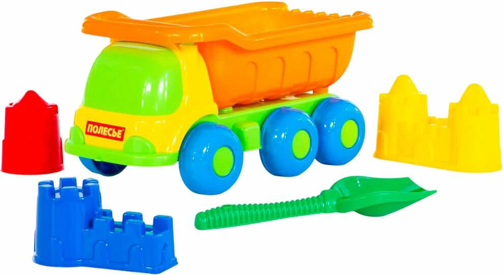 Песочный набор №367 с машинкой "Универсал", в комплекте совок и 3 формочки, детские пластиковые игрушки для песочницы