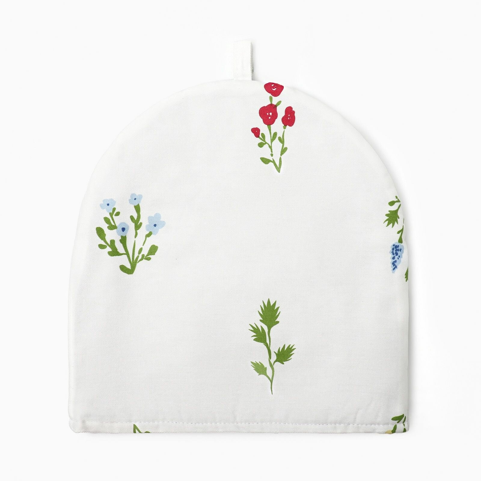 Грелка на чайник Этель Цветочек, 28х28 см, саржа, хлопок 100%, чехол