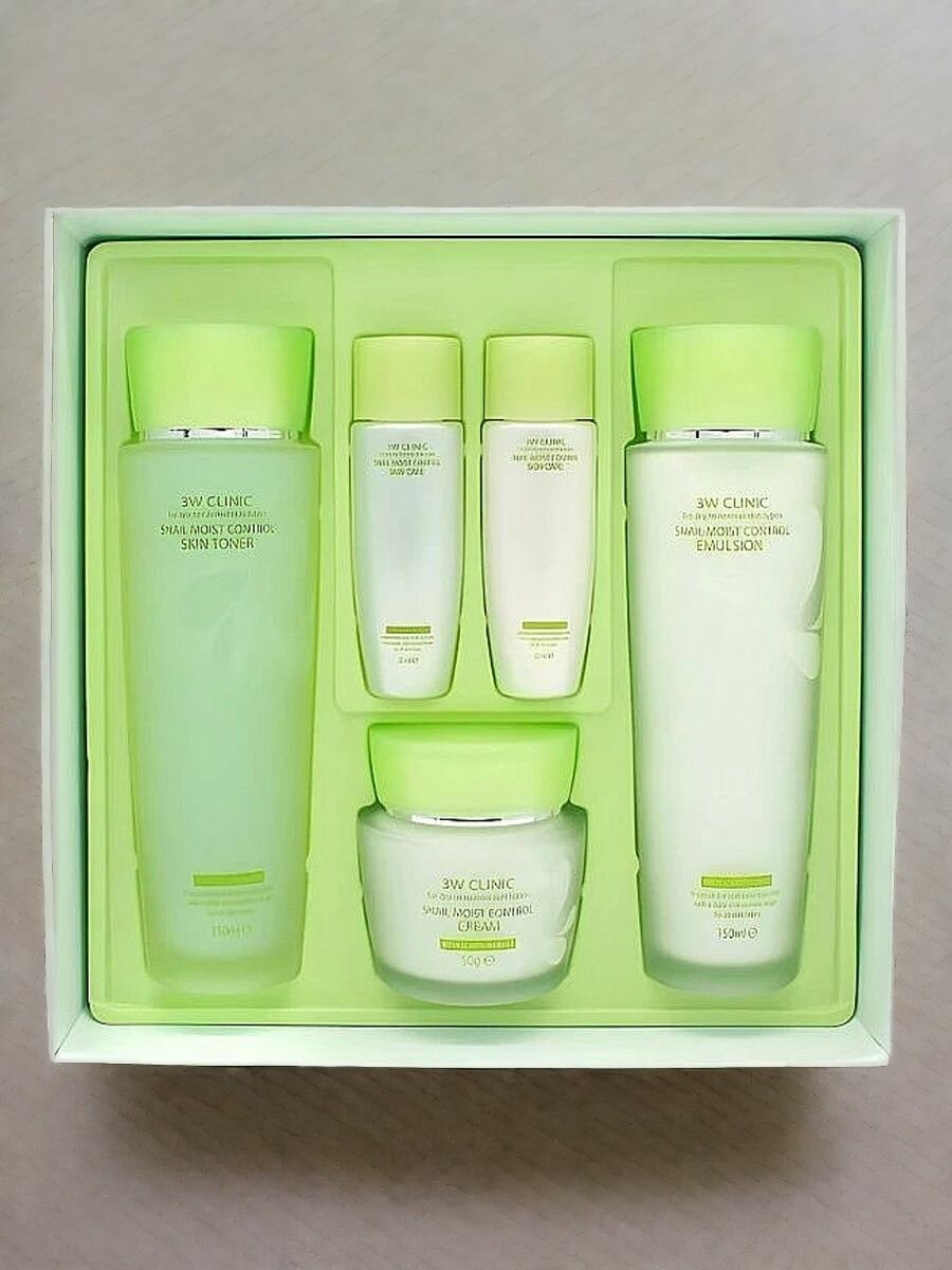 Набор для для лица с муцином улитки увлажняющий 3W Clinic Snail Moist Control