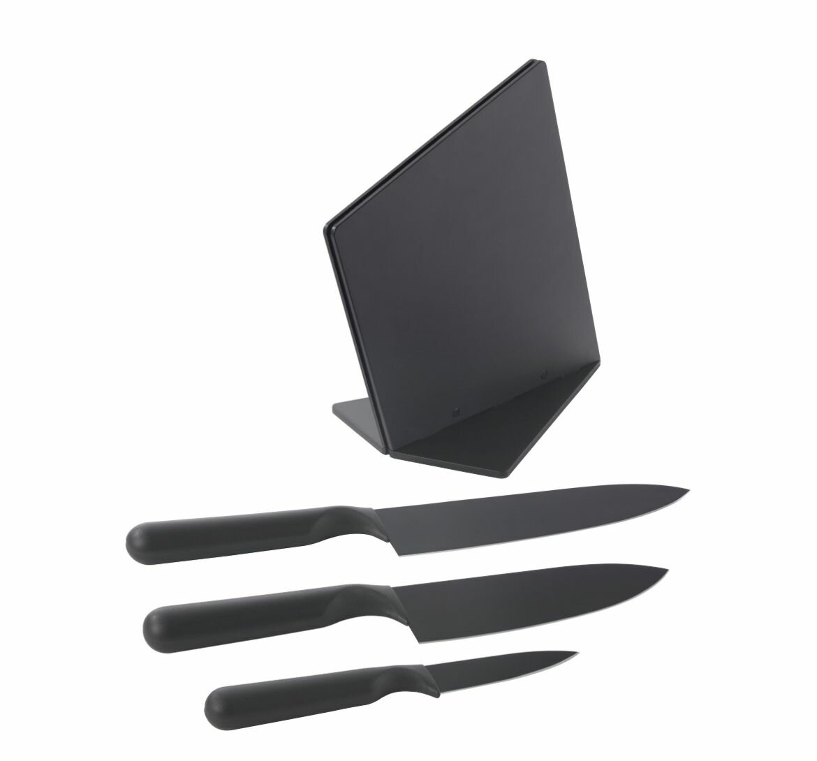 Набор ножей ИКЕА Jamfora, с подставкой, 19см, сталь, 3шт, черный