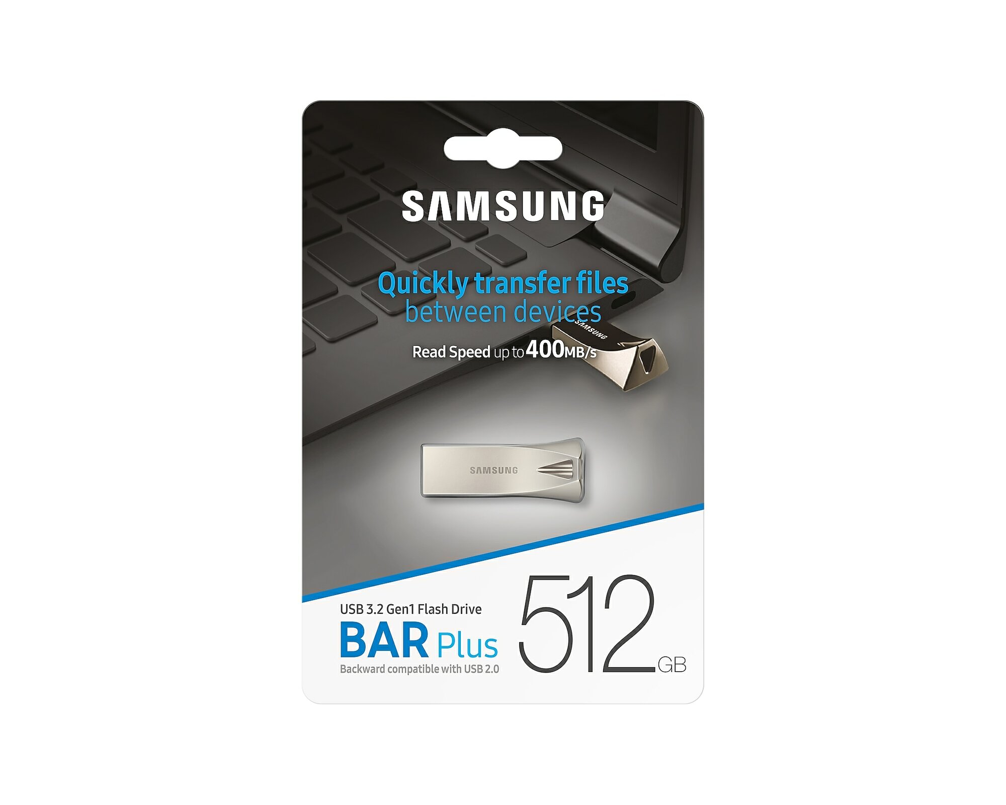 Флешка Samsung USB 3.1, Bar plus, Silver 512ГБ