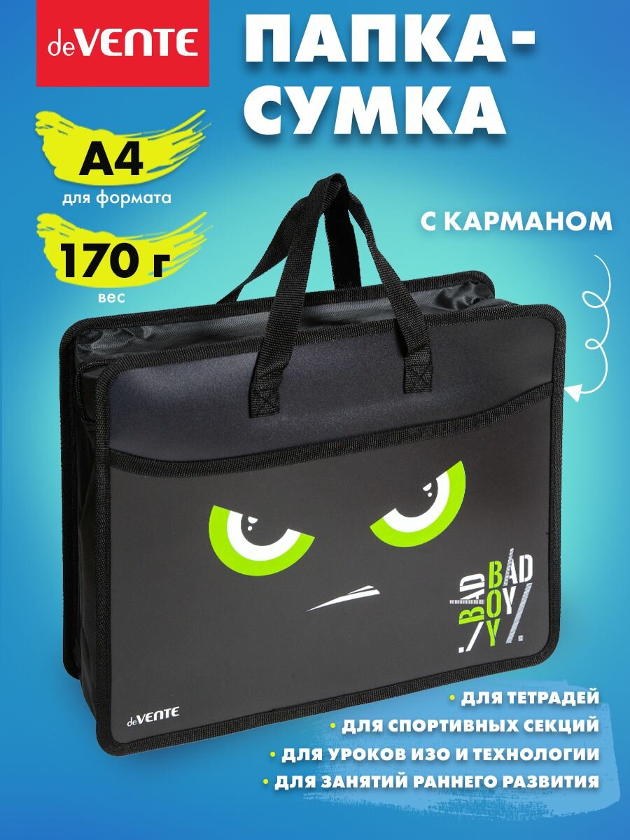 Папка сумка школьная для изо и технологии, на молнии, с ручками А4