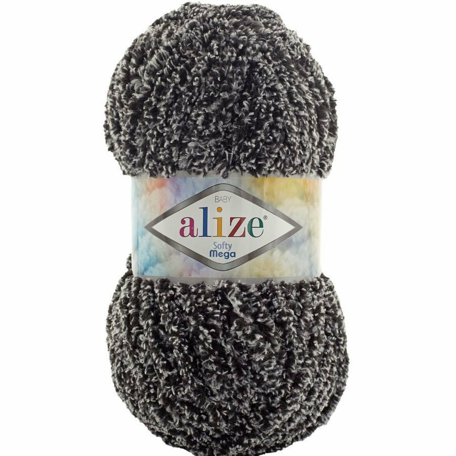 Пряжа Alize SOFTY MEGA 799 черно-белый (5 мотков)