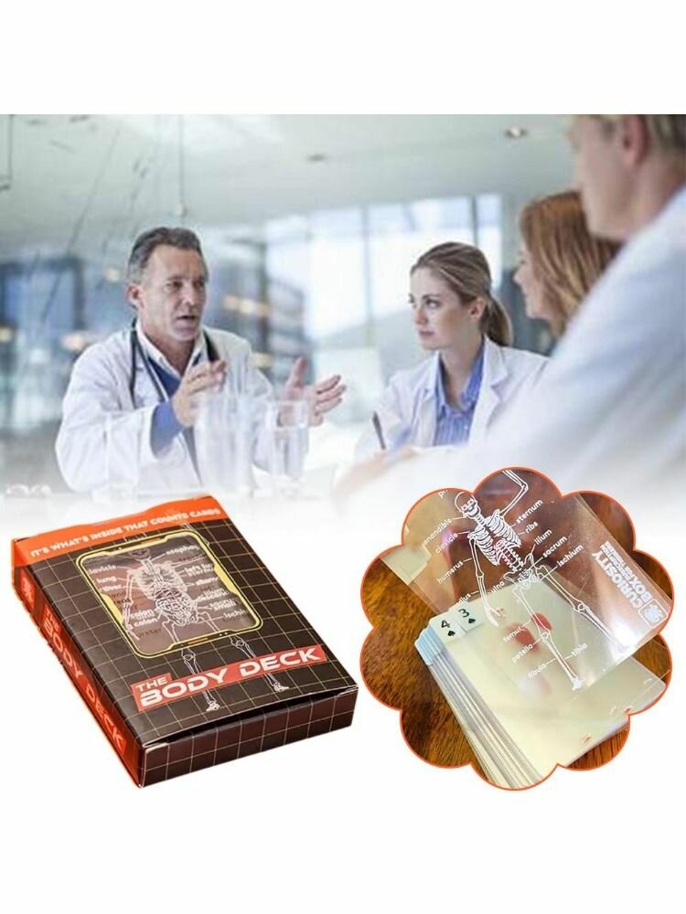 Игральные карты анатомии человека, водонепроницаемые, прозрачные, игра для вечеринки