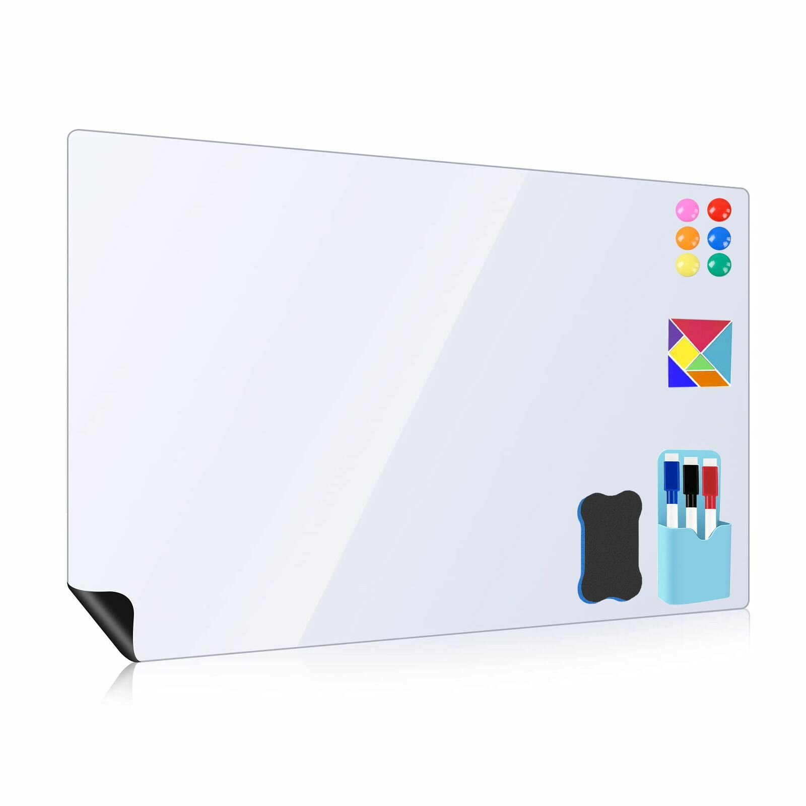 Самоклеящаяся сухостираемая доска с клейкой основой, маркерами и магнитами