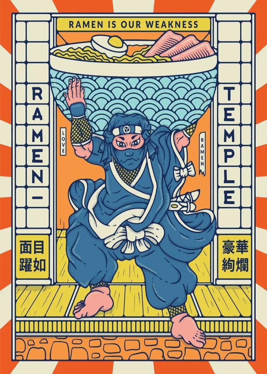 Алмазная картина "Японский Кабуки Самурай Сумо Рамен" алмазная огранка 40х50 см,40X50CM, белый