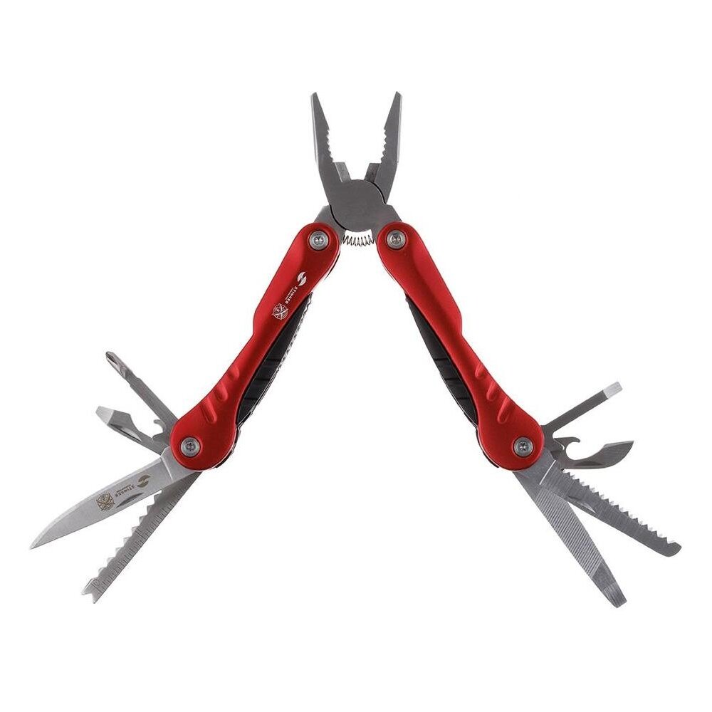 Stinger MT-801AB-FB Мультитул stinger, 103x45 мм, 15 функций, сталь, серебристо-красный, в комплекте нейлоновый чехол
