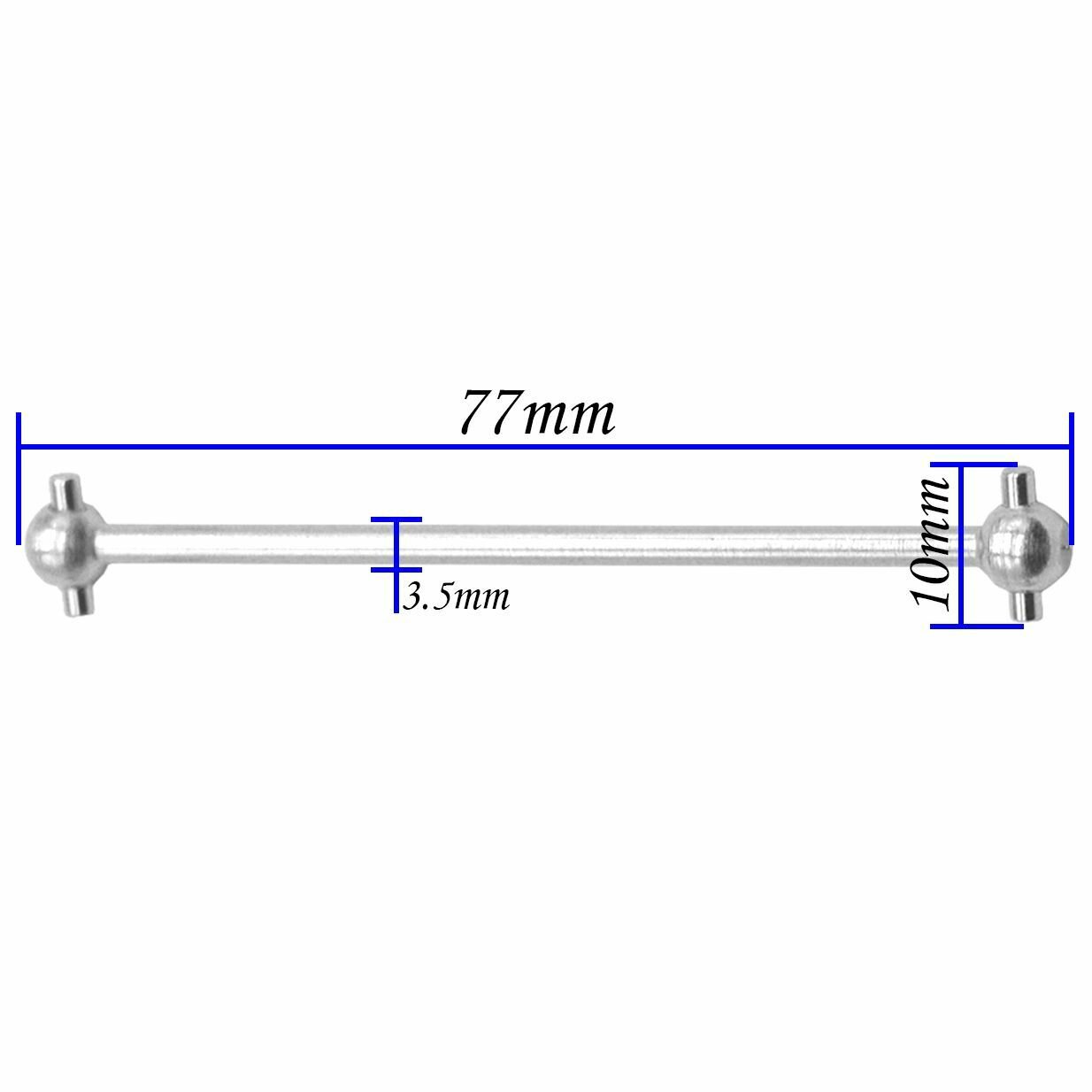 2 шт. / комплект стальных металлических приводных валов Общая длина костей собаки 61 мм 63 мм 70 мм 77 мм 84 мм 87 мм 89,5 мм 100 мм для деталей автомобиля HSP 1 / 10 RC (77MM)