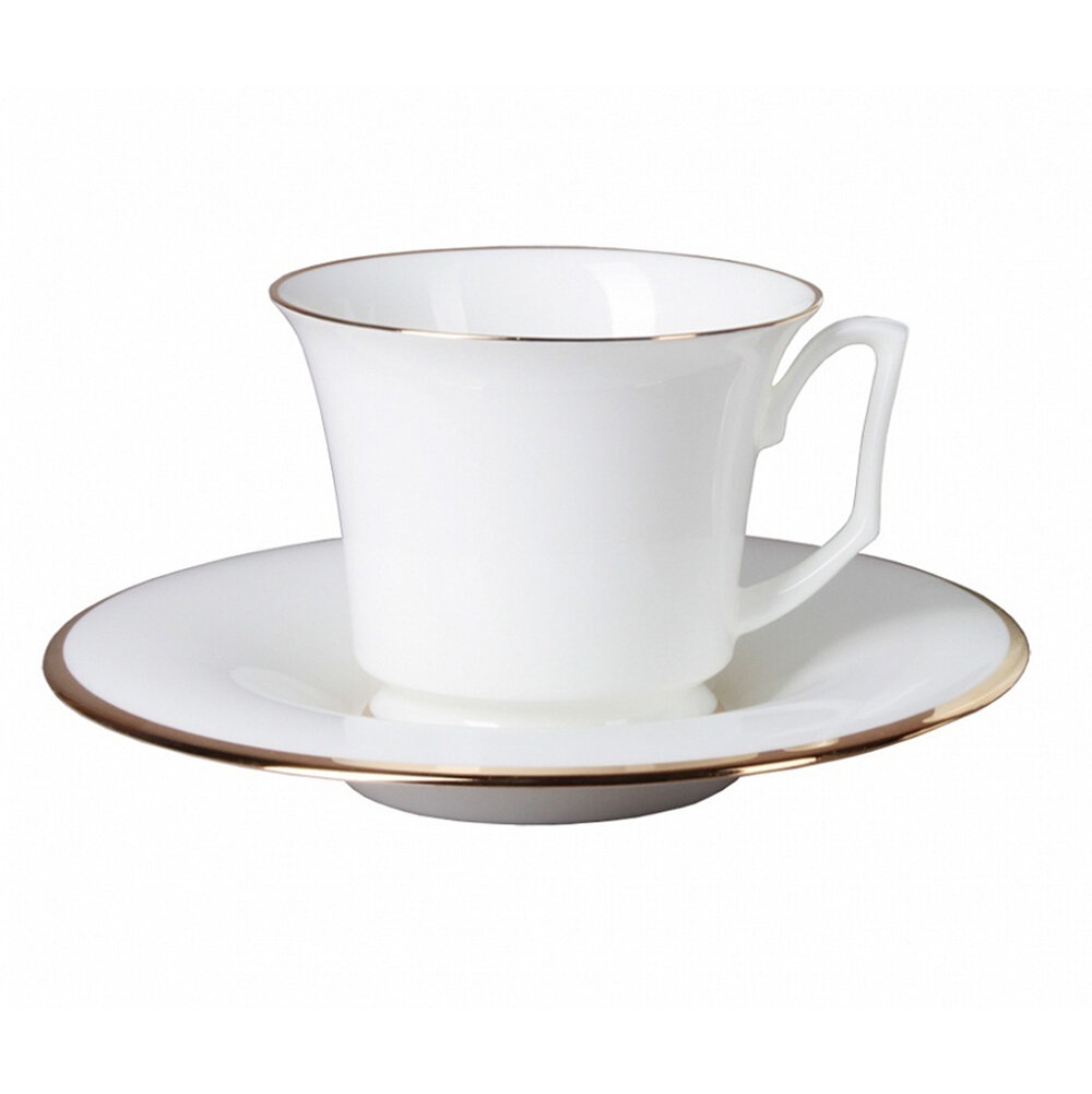 Кофейная пара костяная Императорский фарфоровый завод ИФЗ ф. Юлия "Золотая лента" 145 мл