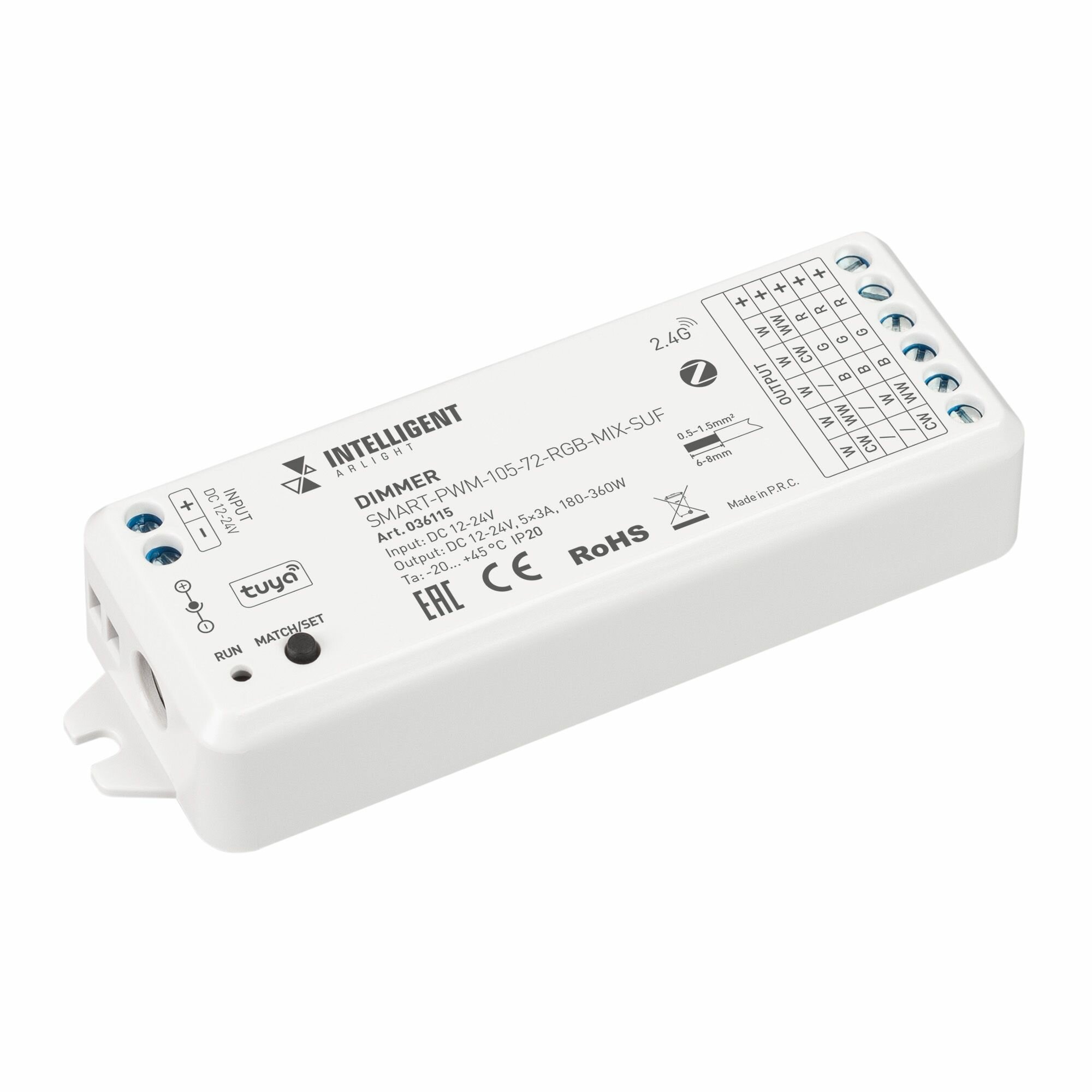 Диммер Intelligent Arlight SMART-PWM-105-72-RGB-MIX-SUF (12-24V, 5x3A, ZB, 2.4G)