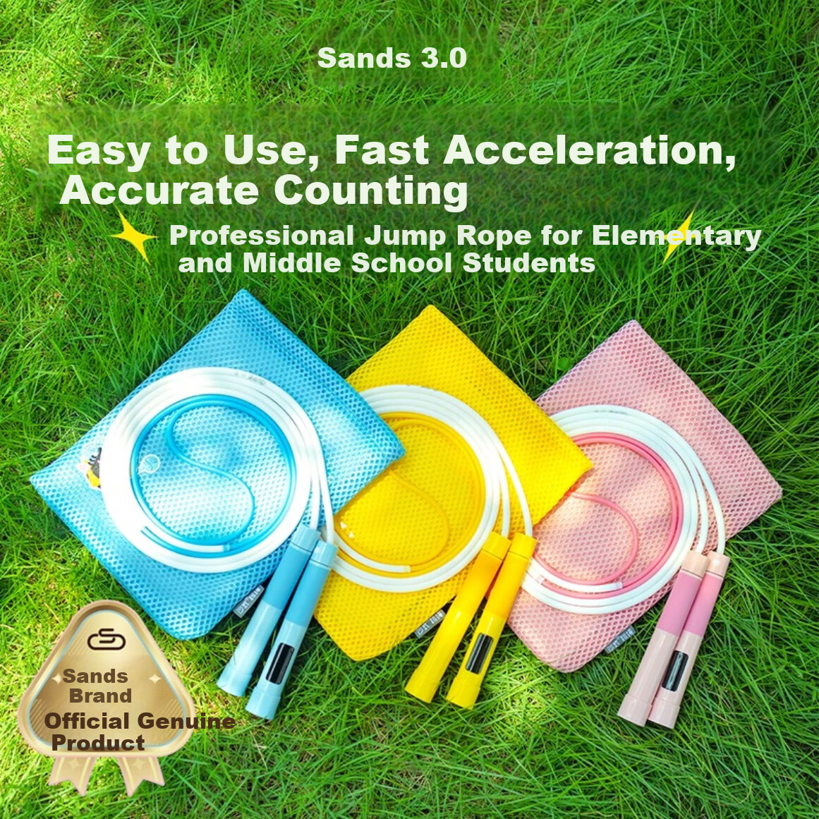 Sandee 3.0 Counting Jump Rope for Kids, Electronic Counting Jump Rope for Elementary and Middle School Students, Speed Up, Light and Tangle-Free