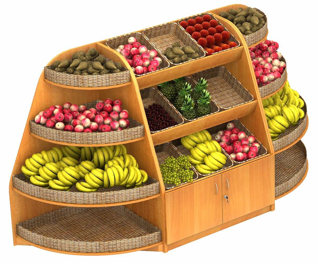 Пристенный торговый развал для овощей и фруктов №5, Серый. Производство товара - компания ТОБ.