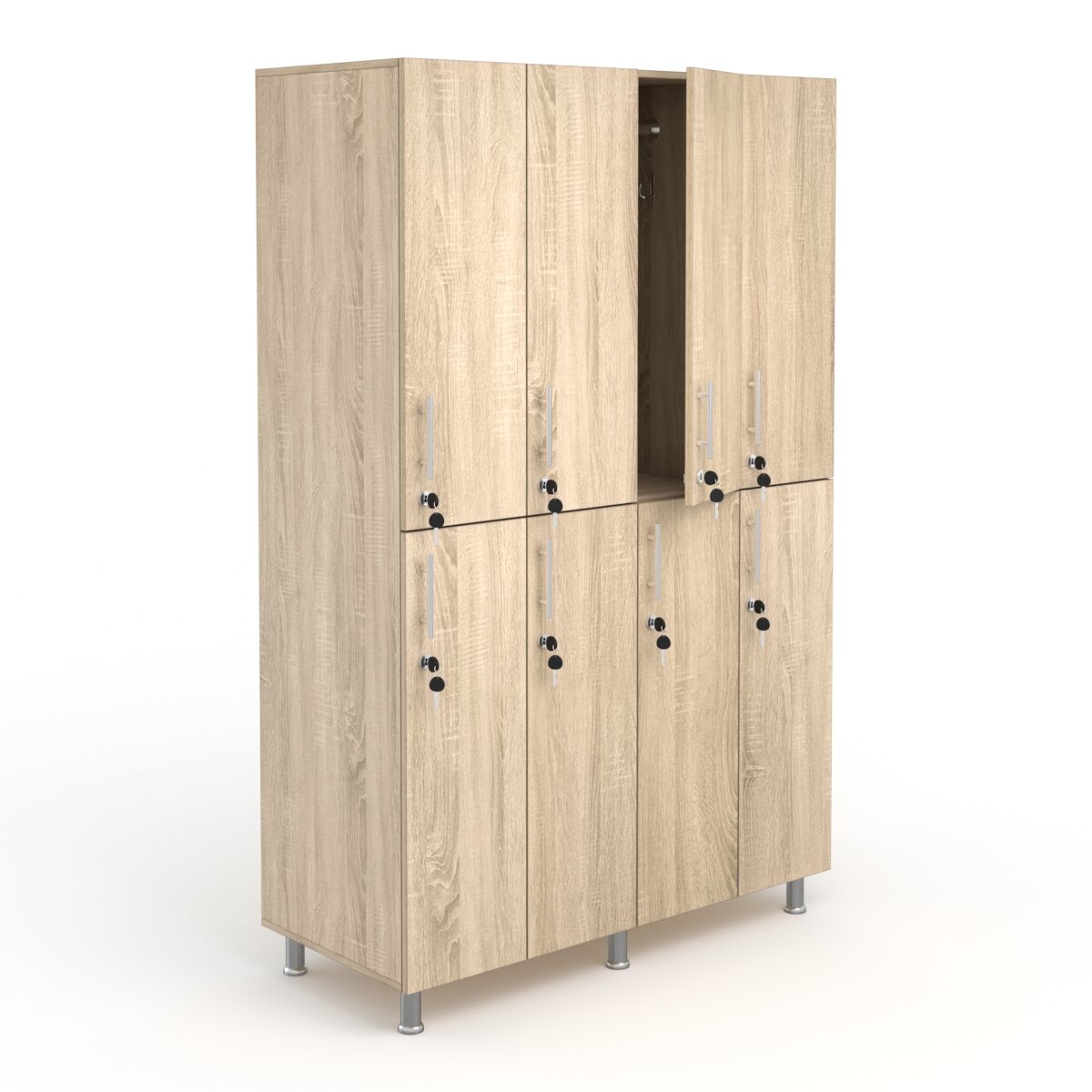Шкаф для раздевалок 4-секционный 8ми-местный, Дуб Сонома. Производитель товара - компания Westcom.