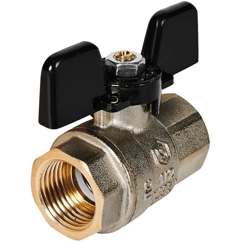 Кран шаровой прямой Stout SVB-0002 DN15 PN40 1/2" ВР ручка бабочка латунь