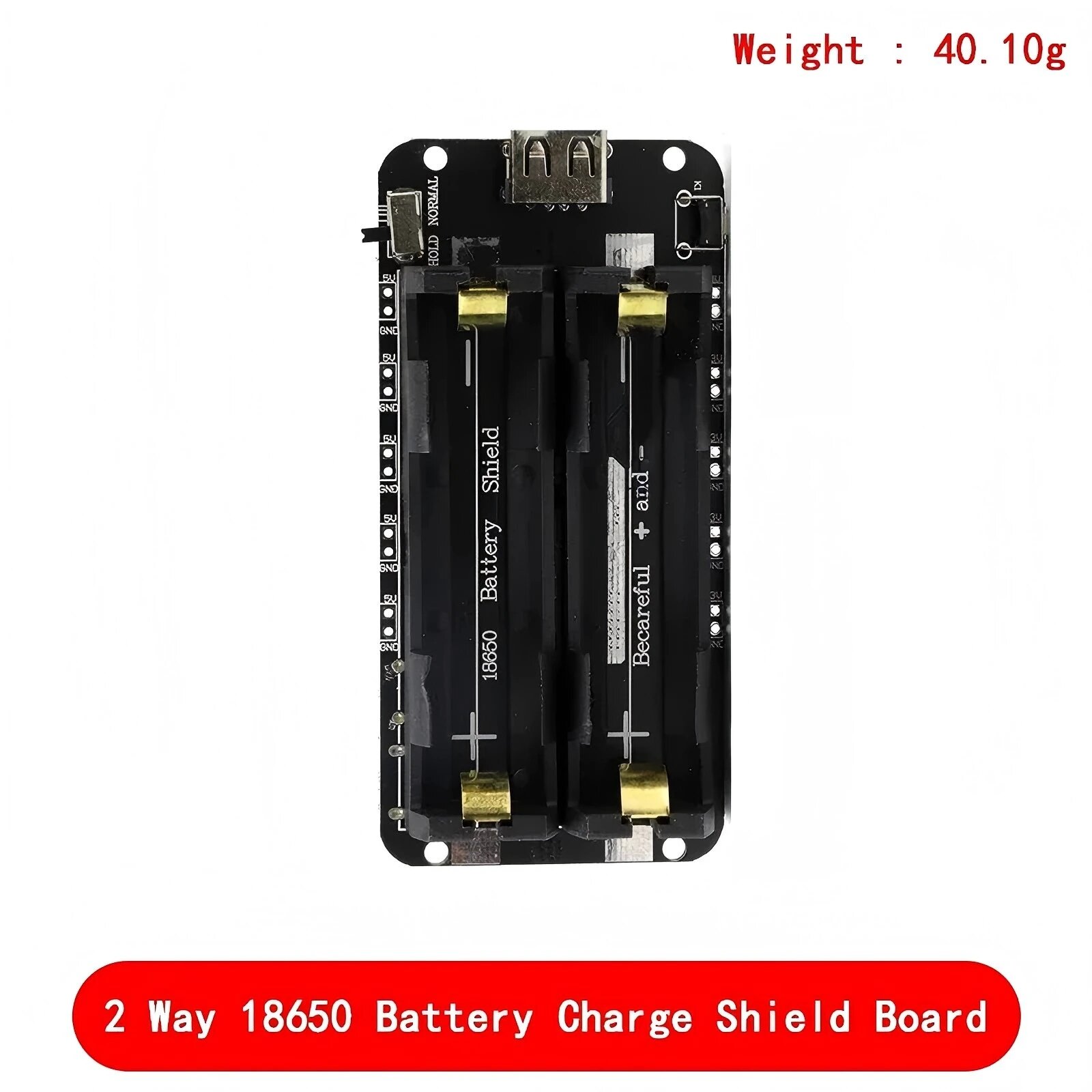 2 Way 18650 Battery Charge Shield Board