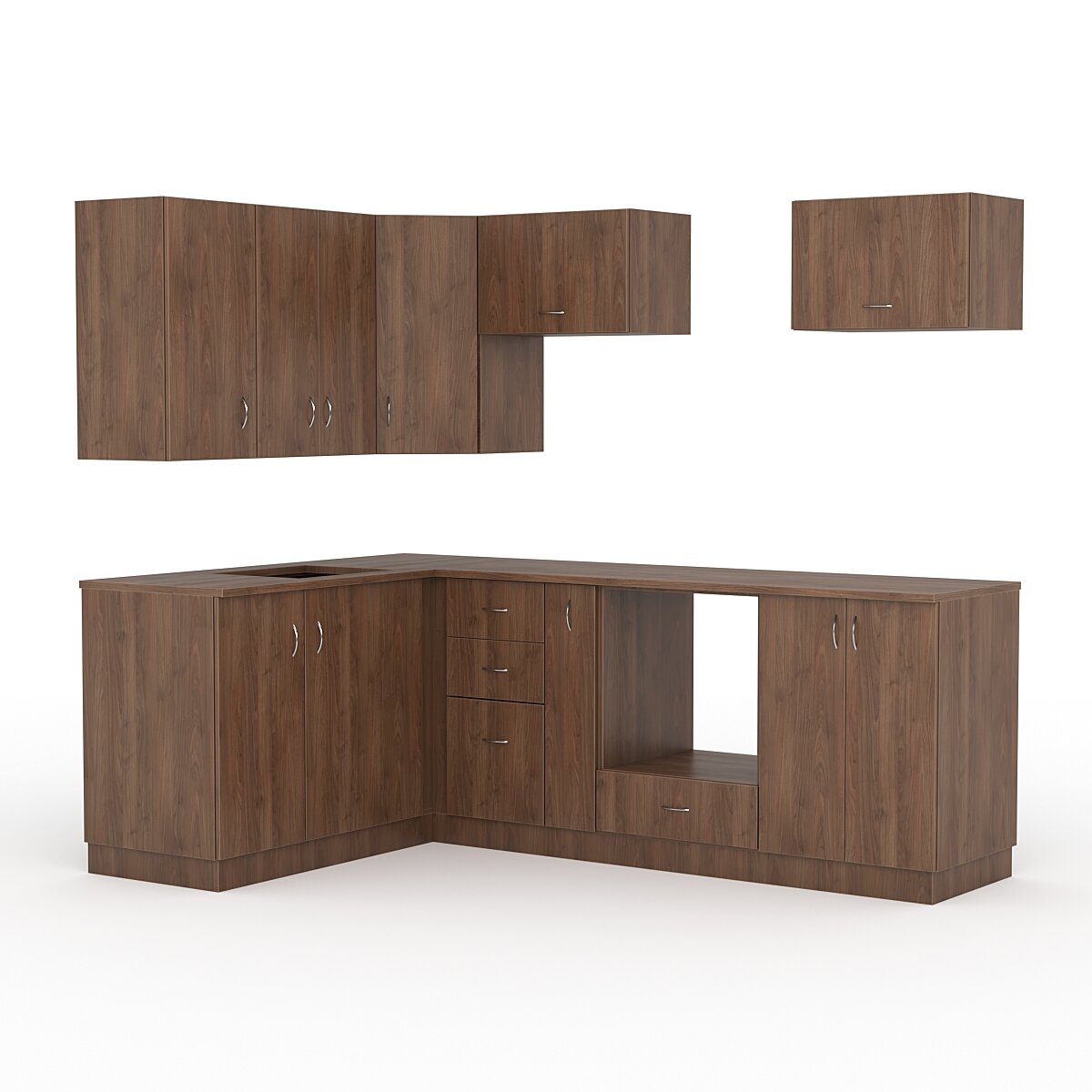 Кухонный гарнитур со столешницей 25мм №6A, Орех. Производитель товара - компания Westcom.