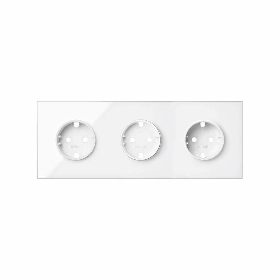 Simon 100 Белый глянец Кит 3 поста, фронт. Накладка на 3 розетки Schuko, 10020302-130