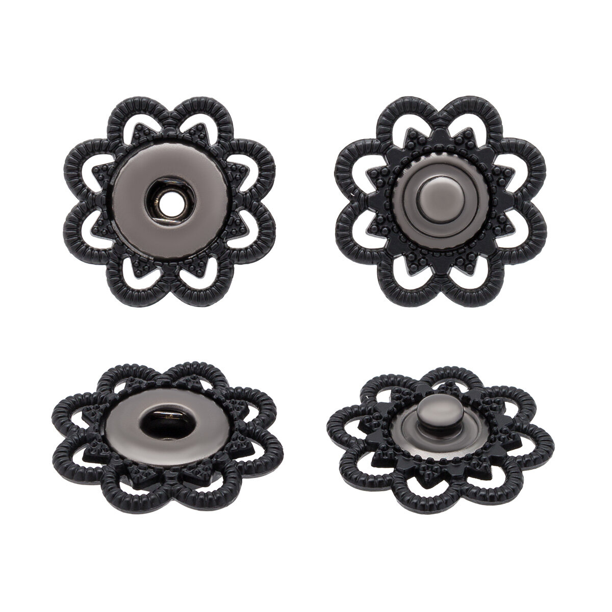 KN18 Кнопки для одежды пришивные металлические 23 мм (черный), 10 шт