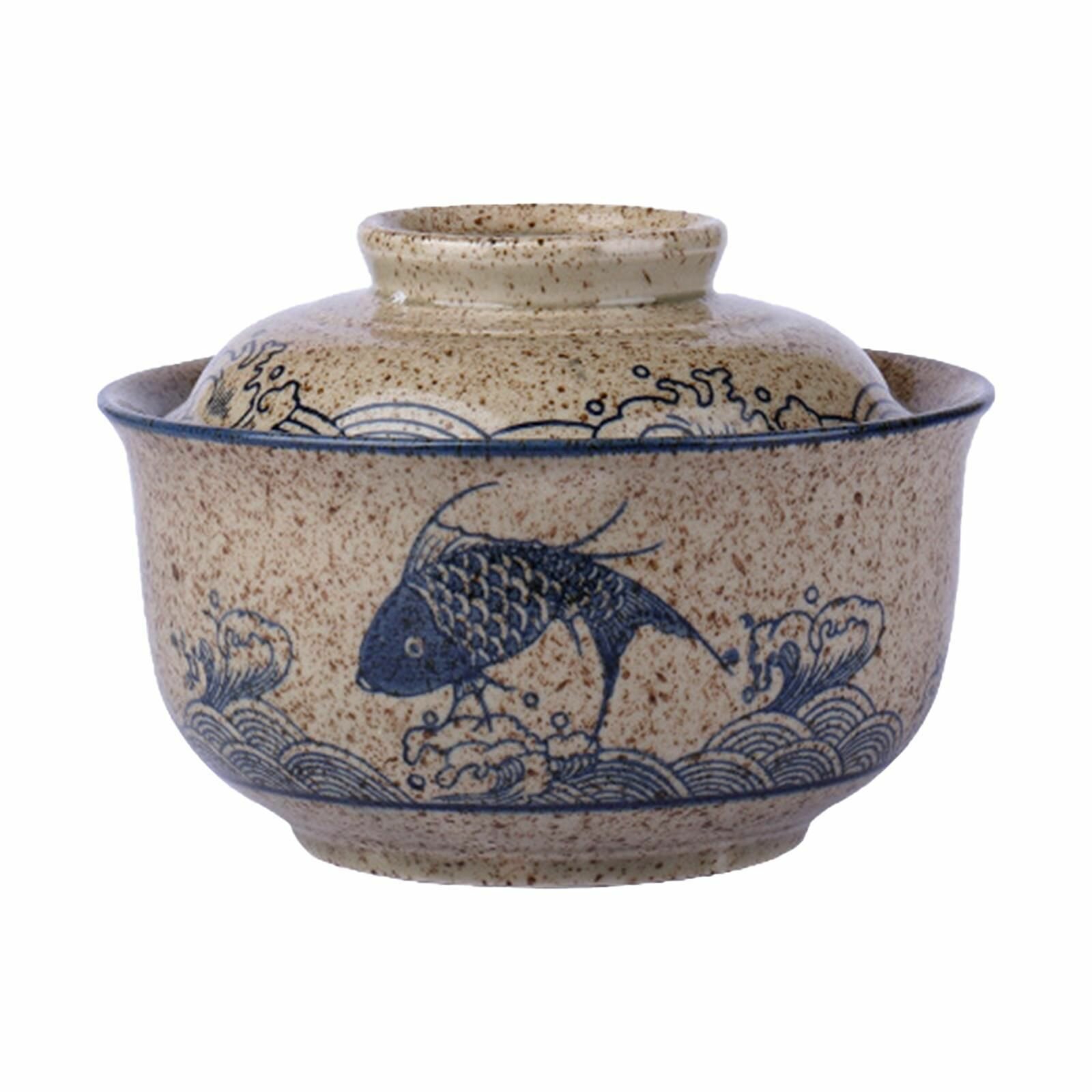 Керамическая миска для лапши быстрого приготовления с крышкой 9,5x11,5см