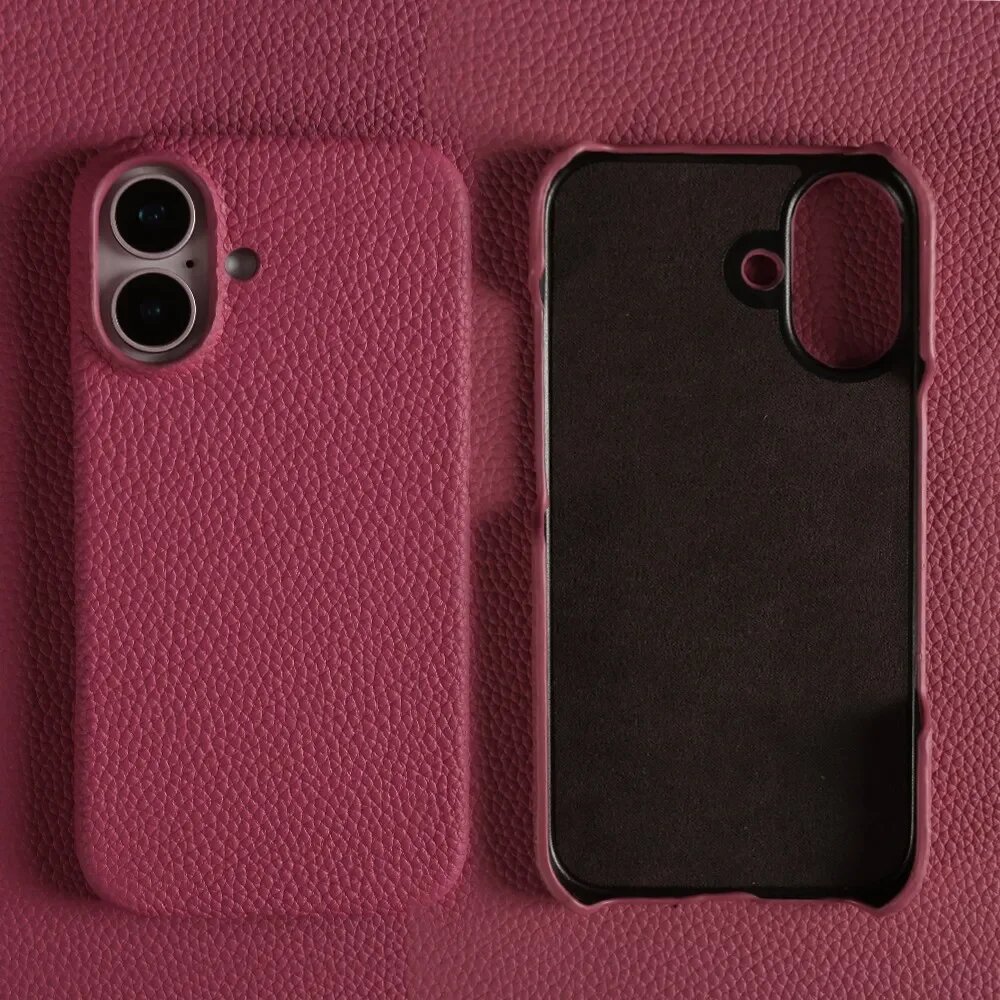 Чехол для iphone 16 Pro Max, роскошный чехол из натуральной кожи, задняя крышка iPhone17, Rose 6203