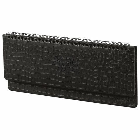 Планинг датированный 2026 305х140 мм BRAUBERG "Comodo", под кожу, черный, 117223