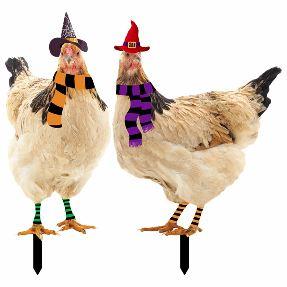 Садовые декорации с курочками, акриловые стойки с праздничными аксессуарами, 31x12.6 см