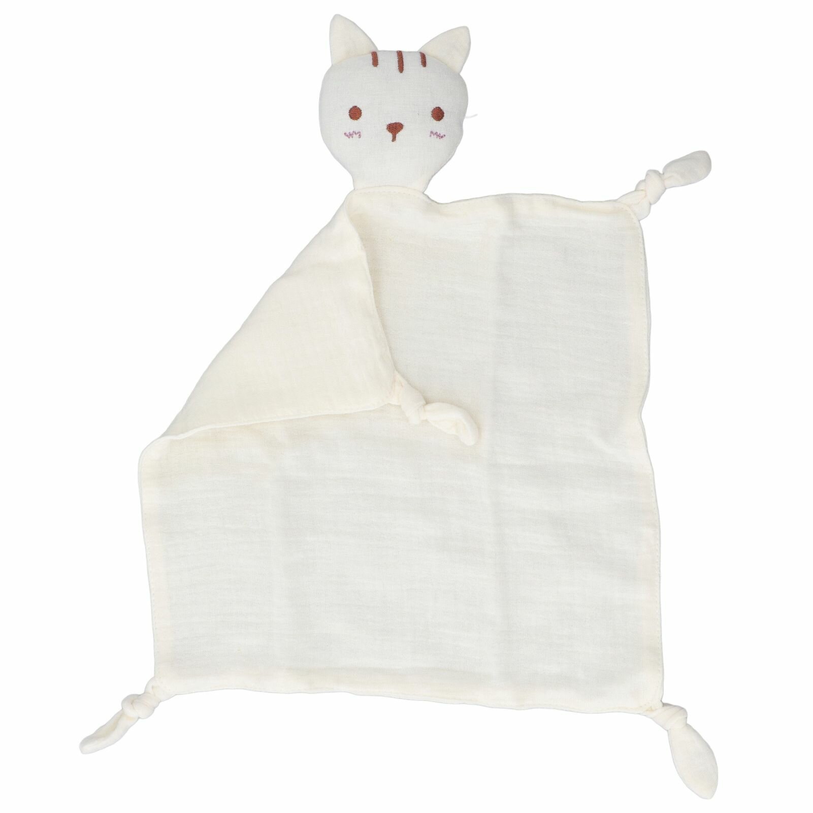 Плюшевый плед Уютный Животное с игрушкой-кошкой, безопасный, для детей и младенцев, 28 x 39 см, бежевый