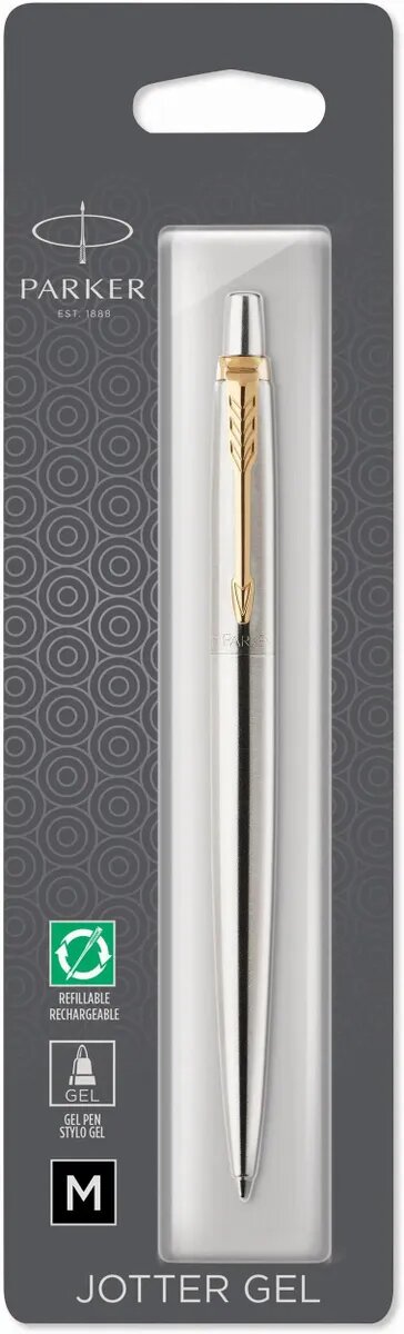 Ручка гелев. Parker Jotter Core K694 (2020672) Stainless Steel GT M чернила черн. блистер