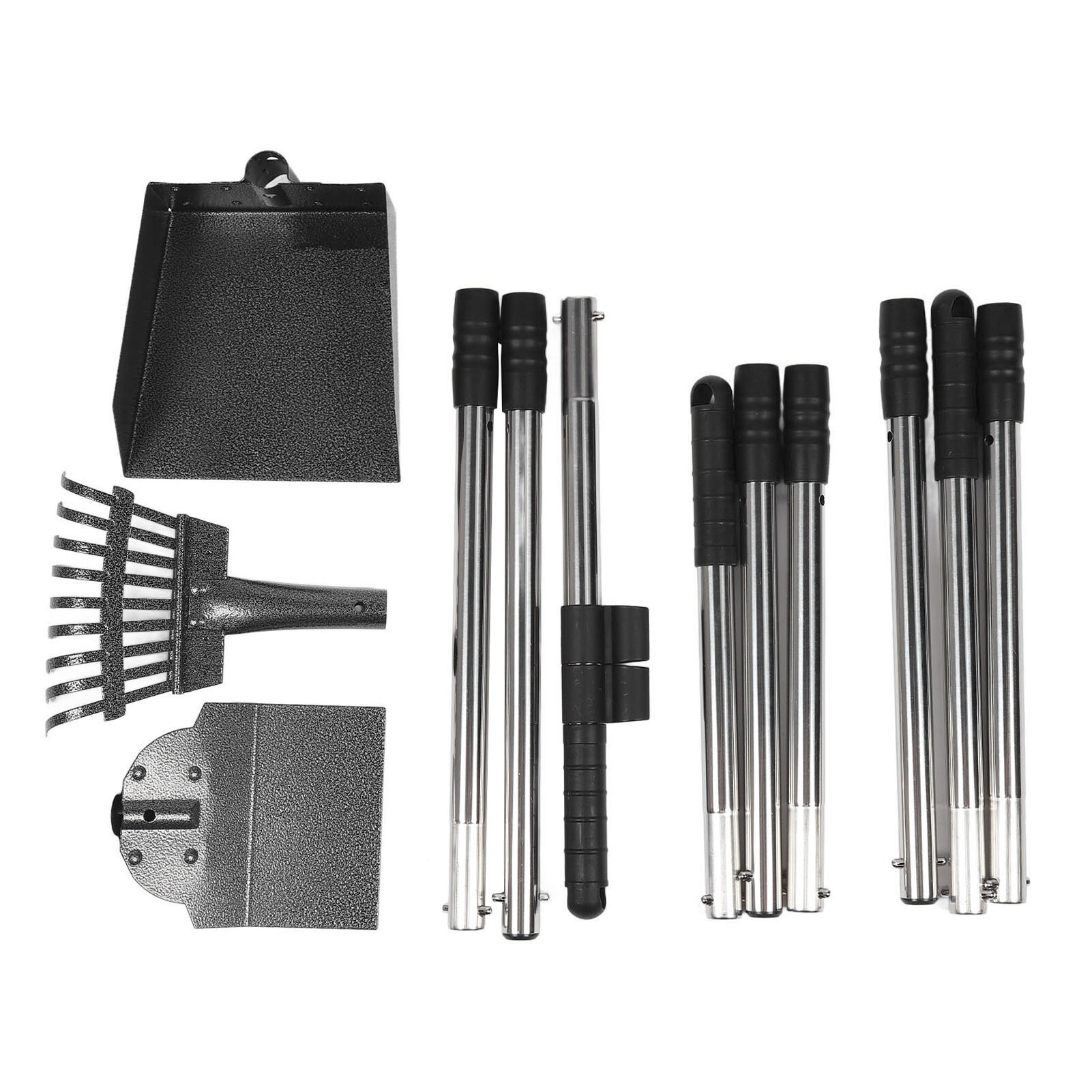 Набор для уборки собачьих экскрементов: совок с регулируемой длинной ручкой, грабли, лопатка, портативный совок для удаления отходов жизнедеятельности животных, простой в уходе, черный.