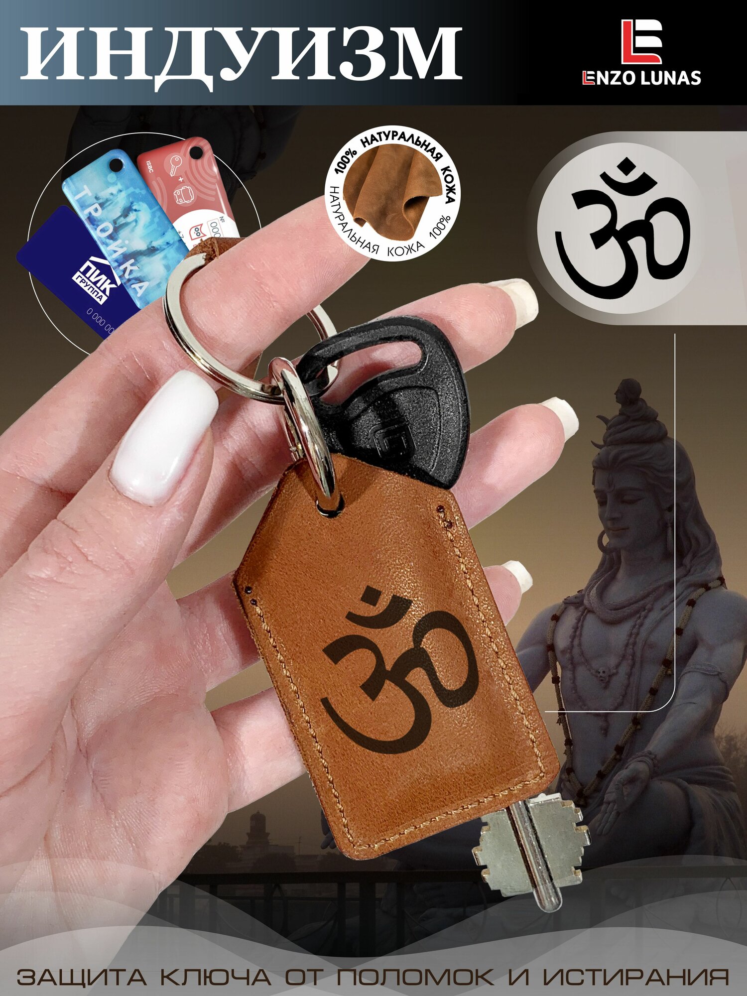 Чехол-брелок для карт ПИК, Тройка, Стрелка, Подорожник, домру, для магнитных карт, ISBC для противоугонной метки Starline, Pandora и для платежных стикеров Православный крест