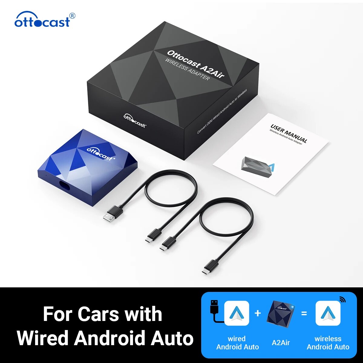 A2Air Беспроводной Android Auto NFC-адаптер для OEM Проводной Android Auto Автомобильный Быстрое подключение Поддержание OEM Управления Play And Play Горячая новинка 2025 г. A2Air