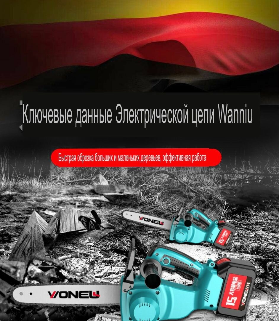 Пила VONEUL Li-Ion, 1000 Вт, 4 скорости, 3000 об/мин, вес 1.85 кг — фото 1