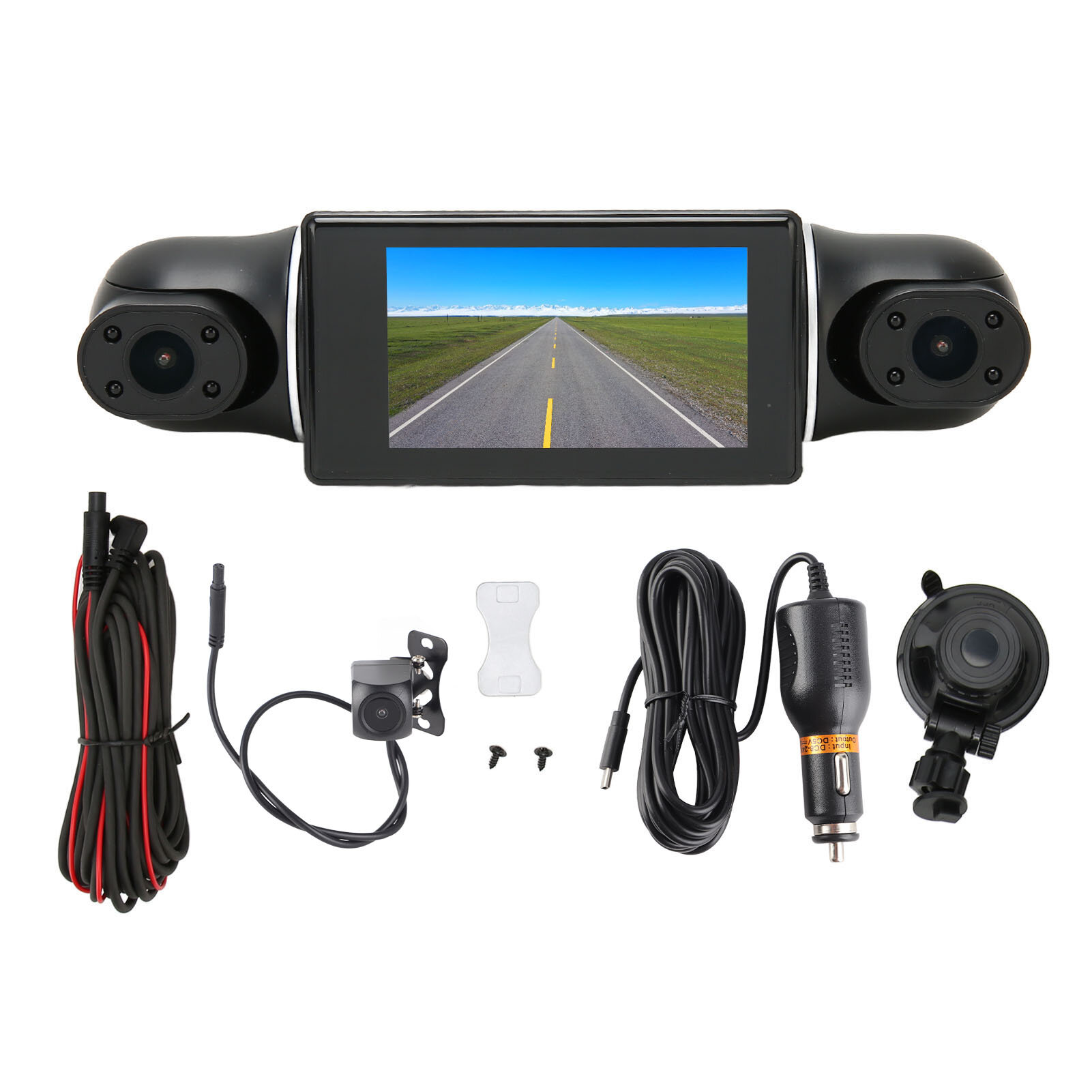 4-канальная камера, 3-дюймовый дисплей HD 1080P, ИК-ночное видение, панорамный автомобильный видеорегистратор на 360 градусов для автомобиля