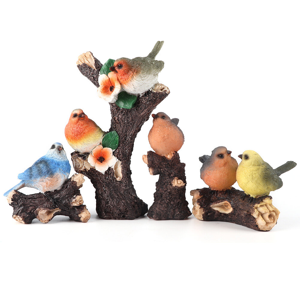 Набор из 4 предметов: имитация птиц, животных, декор для газона, сада и двора из смолы.