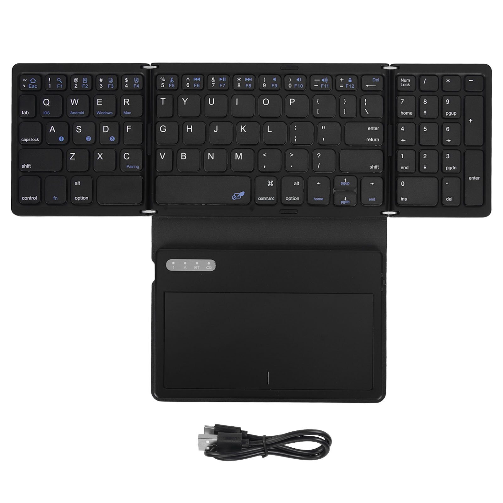 Складная Bluetooth-клавиатура с низкой задержкой, 5,1-дюймовым экраном и большим тачпадом для iOS, Android и Windows.